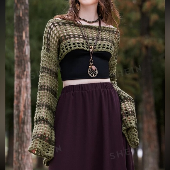 ROMWE | Sweaters | Romwe Fairycore Summer Crochet Hollow Out Striped ...